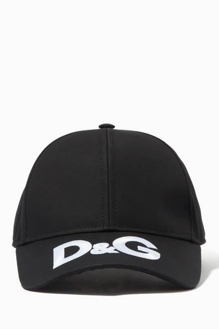 Shop Dolce & Gabbana Black Baseball Cap with DG Patch in Cotton Twill ...