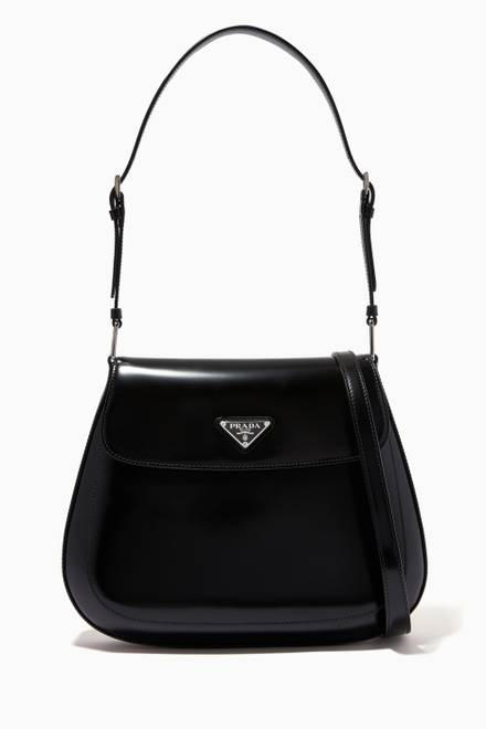 Shop Prada Pink Triangle Logo Cleo Mini Bag in Brushed Leather for ...