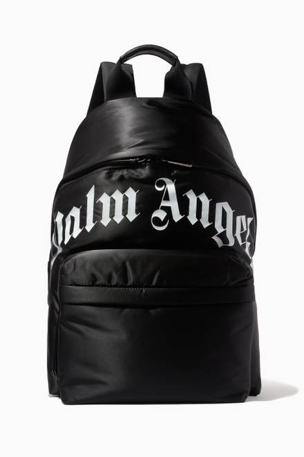 Shop Palm Angels Silver Logo Backpack in Metallic Nylon for Men ...