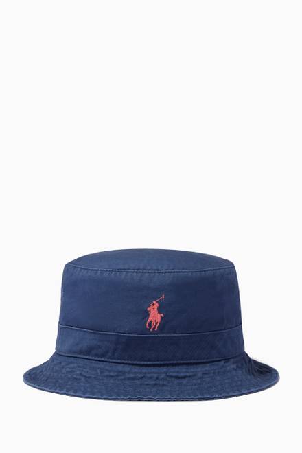 Shop Polo Ralph Lauren Black Bucket Hat in Cotton for Men | Ounass UAE