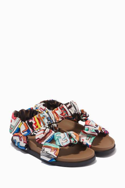 Shop Fendi Multicolour FF Logo Sandals in Satin for Kids | Ounass UAE