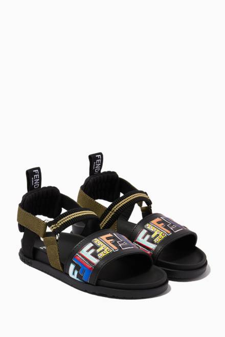 Shop Fendi Multicolour FF Logo Sandals in Satin for Kids | Ounass UAE
